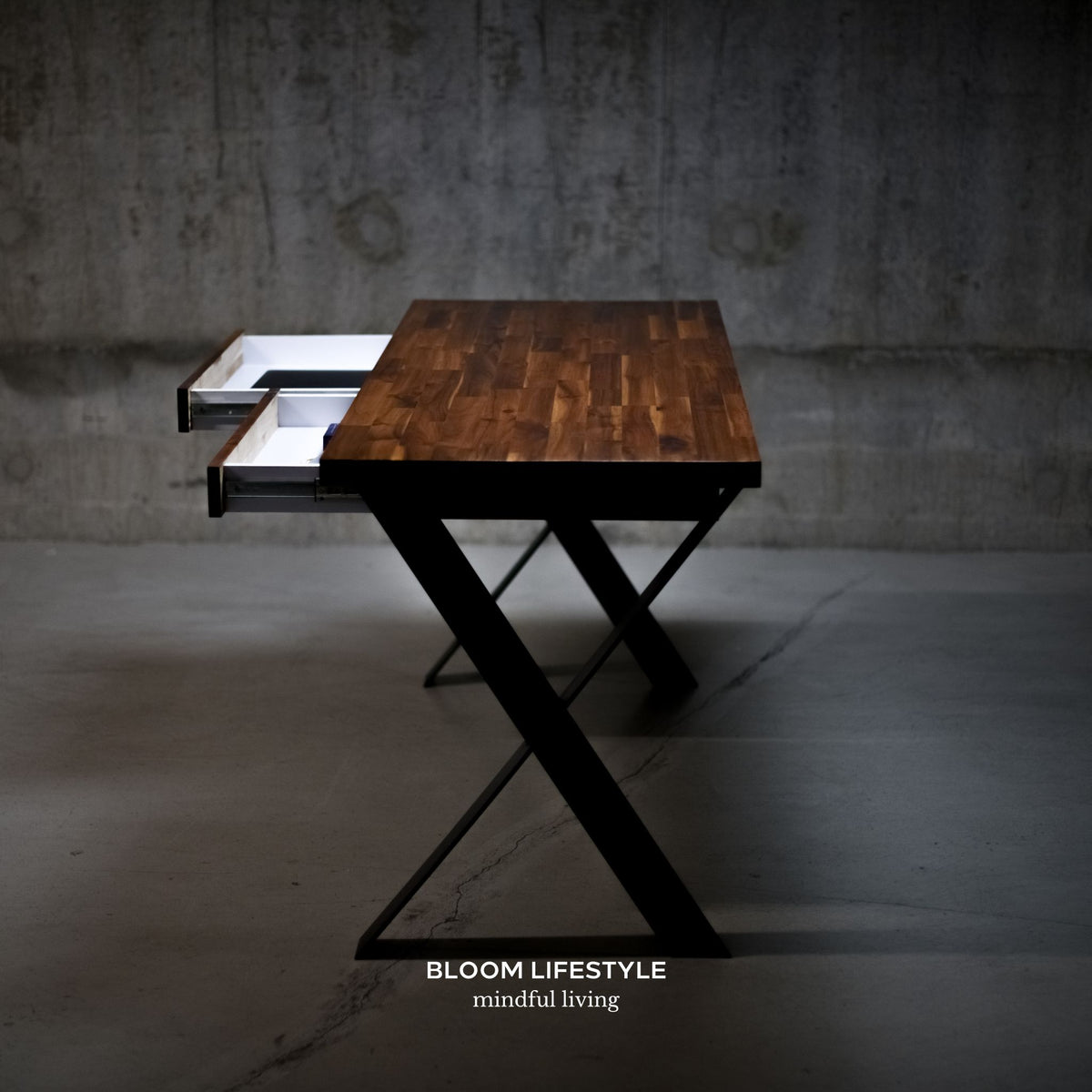 The X-Factor Desk | M 1500mm with 2X Drawers Mid Century Handcrafted ...